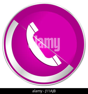 Phone web design violet silver metallic border internet icon Stock ...