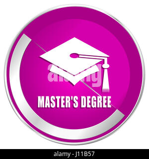 Masters degree silver metallic border green web icon for mobile apps ...