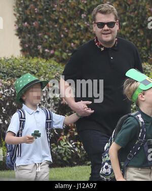 James Corden with his son Max in Brentwood Featuring: James Corden ...