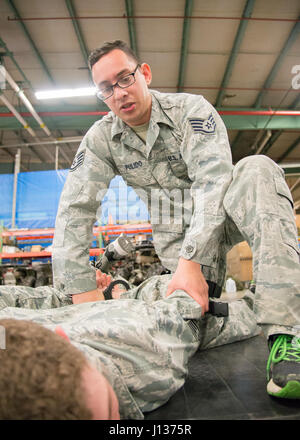 Members of the 436th Security Police Squadron prepare to conceal ...