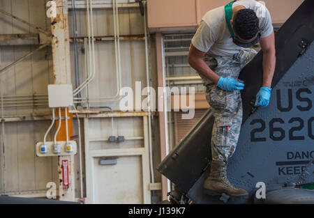 33rd Maintenance Squadron personnel perform low observable maintenance ...
