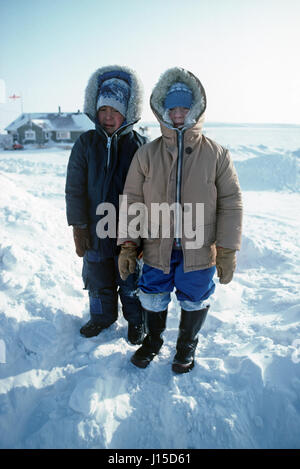Inuit inhabitants of Cambridge Bay, hamlet on Victoria Island, next to ...