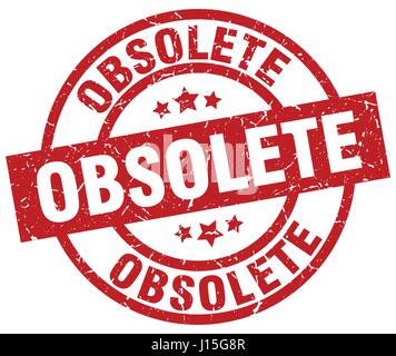 Grunge red obsolete round rubber seal stamp on white background Stock ...