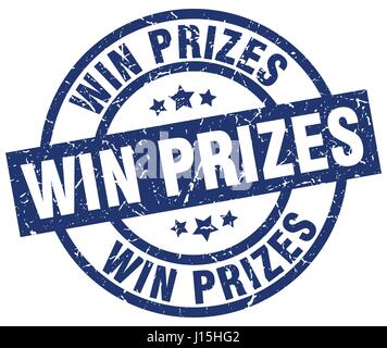 win prizes round blue sticker isolated on white Stock Vector Image ...