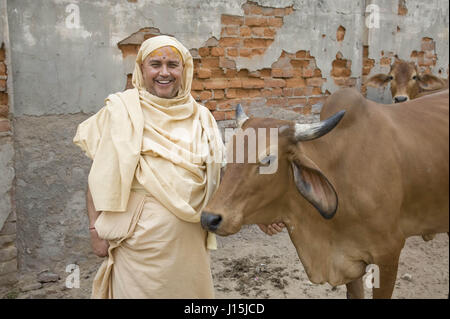 Swami shri gopal sharan devacharya ji maharaj with cow, uttar pradesh ...
