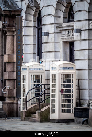 Distinctive cream / white phone boxes in Hull belonging to independent ...