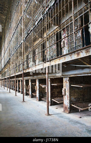 Interior of cell block in abandoned State Correctional Institution, or ...