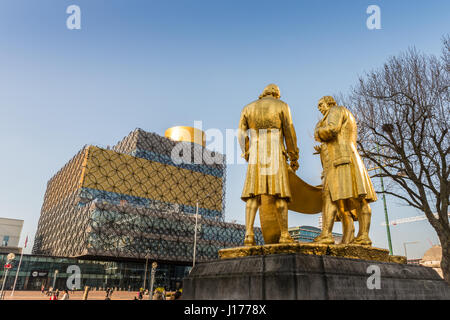Statue of the golden boys of Birmingham LtoR Matthew Boulton James Watt ...