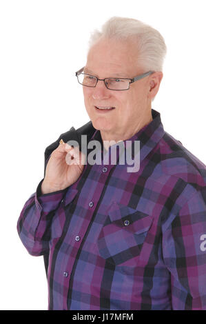 Handsome senior man over isolated background pointing fingers to camera ...