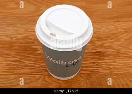 Waitrose cafe take-away coffee cups and carrier Stock Photo - Alamy