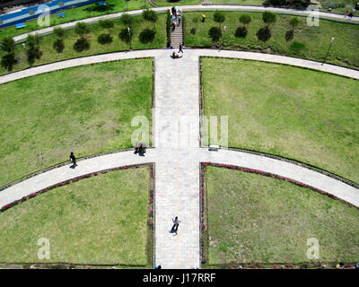 above view of Mitad del Mundo landmark, Equator line, Ecuador Stock ...