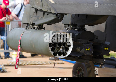 Close up detail of an Apache Helicopter rocket launcher Stock Photo - Alamy