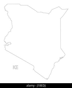 Kenya outline silhouette map illustration with provinces Stock Vector ...