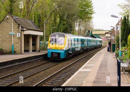 Chirk rural railway station tracks and platform on the main line ...