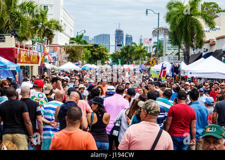 Crowd at a carnival, Little Havana, Miami, Florida, USA Stock Photo ...