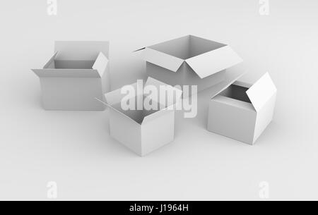3d rendering blank boxes isolated on white background Stock Photo - Alamy