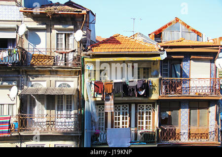 old poor houses in old Porto Portugal Stock Photo - Alamy