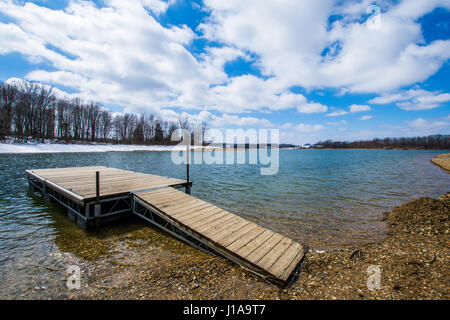 Snowy docks in Lake Marburg in codorus state park, pennsylvania Stock ...