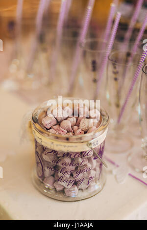 Beautiful colorful candy bar at the Birthday party Stock Photo - Alamy