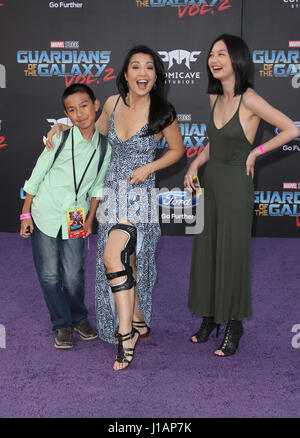 (L-R) Michaela Zee, Ming-Na Wen and Cooper Dominic Zee arrives at ...