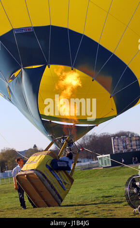 Hot air balloon inflation Stock Photo - Alamy