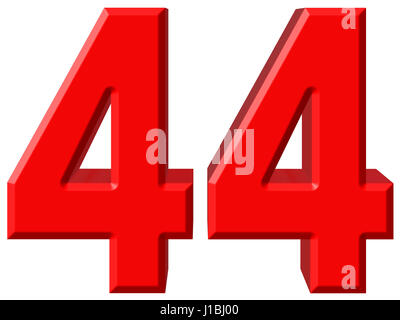 Numeral 44, forty four, isolated on white background, 3d render Stock ...