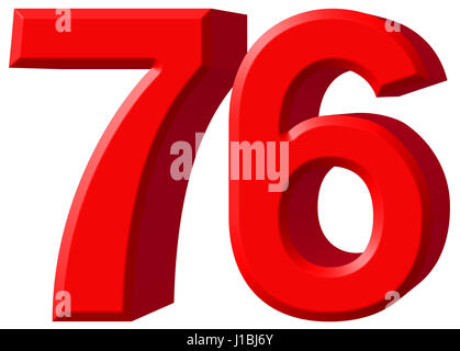 Numeral 76, seventy six,, isolated on white background, 3d render Stock ...