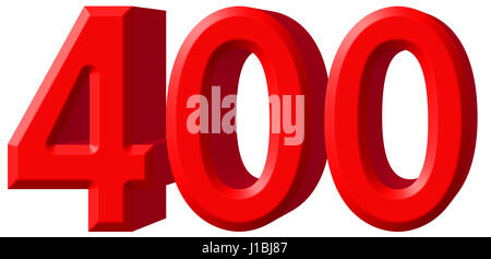 Numeral 400, four hundred, isolated on white background, 3d render ...