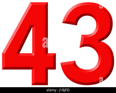 Numeral 43, forty three, isolated on white background, 3d render Stock ...