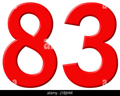 Numeral 83, eighty three, isolated on white background, 3d render Stock ...