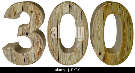 Numeral 300, three hundred, isolated on white background, 3d render ...