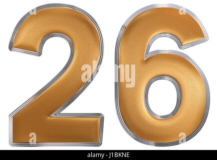 Numeral 26, twenty six, isolated on white background, 3d render Stock ...