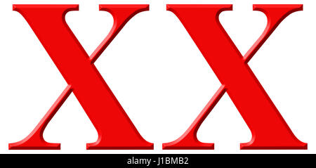 Roman numeral XX, viginti, 20, twenty, isolated on white background, 3d ...