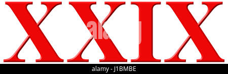 Roman numeral 29, twenty nine, star sky texture imitation, reflected on ...