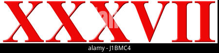 Roman numeral XXXVII, septem et triginta, 37, thirty seven, isolated on ...
