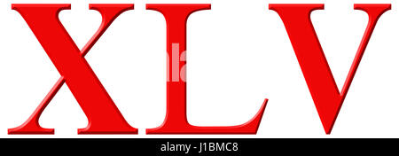 Roman numeral XLV, quinque et quadraginta, 45, forty five, isolated on ...