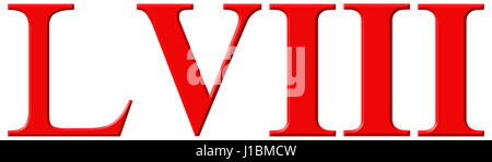 Roman numeral LVIII, octo et quinquaginta, 58, fifty eight, isolated on ...