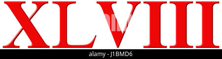Roman numeral XLVIII, octo et quadraginta, 48, forty eight, reflected ...