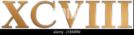 Roman numeral XCVIII, octo et nonaginta, 98, ninety eight, reflected on ...