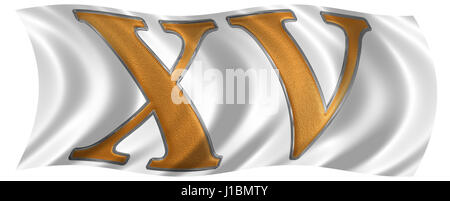 Roman numeral XV, quindecim, 15, fifteen, isolated on white background ...