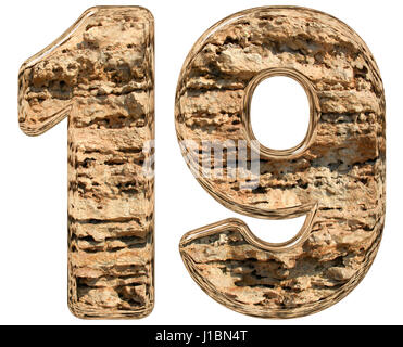 Numeral 19, nineteen, isolated on white background, 3d render Stock ...