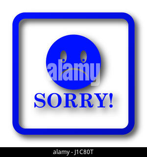 Sorry icon, blue website button on white background Stock Photo - Alamy