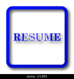 Resume icon, blue website button on white background Stock Photo - Alamy
