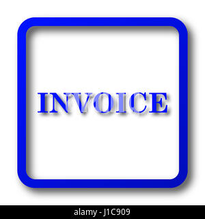 Invoice icon, blue website button on white background Stock Photo - Alamy
