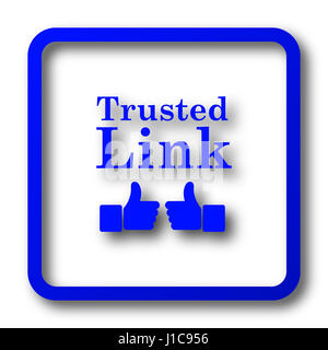 Trusted link icon, blue website button on white background Stock Photo ...