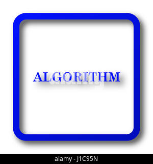 Algorithm icon, blue website button on white background Stock Photo - Alamy