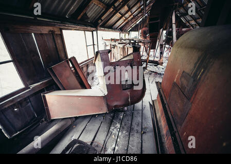 Inside the grain elevator in kolkhoz near Zymovyshche village in ...
