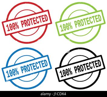 100% PROTECTED word written on red round postal stamp sign Stock Photo ...