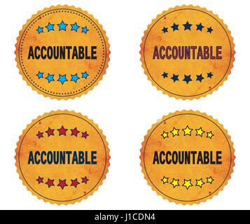ACCOUNTABLE text, on round wavy border stamp badge, in color set Stock ...