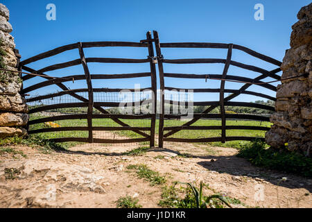 Traditional wooden gate in Menorca Stock Photo - Alamy